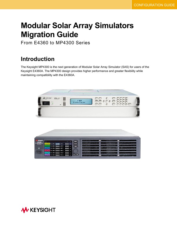 Modular Solar Array Simulators Migration Guide Pdf Asset Page Keysight
